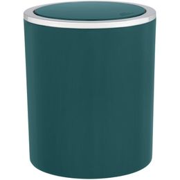Wenko Schwingdeckeleimer Dunkelgrün, hochwertiger Kunststoff, 2 Liter, Grün, Kunststoff (ABS) grün chrom - grün