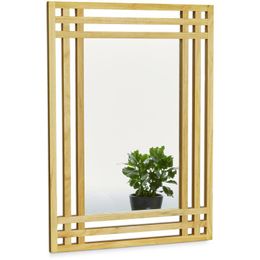 Relaxdays - Spiegel aus Kiefernholz h x b x t: ca. 70 x 50 x 2 cm Wandspiegel fürs Bad zum Aufhängen großer Badezimmerspiegel mit Rahmen aus Holz als