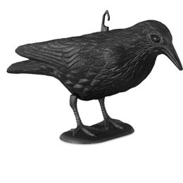Taubenschreck Krähe, Dekofigur als Vogelscheuche, stehende Figur für Taubenabwehr, Gartenfigur, schwarz - Relaxdays