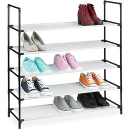 Xl Schuhregal Stecksystem, 5 Ebenen, für 20 Paar Schuhe, Stoff Schuhstände,r HxBxT: 90,5 x 87,5 x 30 cm, weiß - Relaxdays