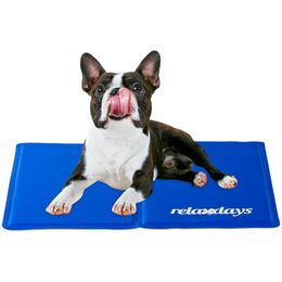 Kühlmatte Hund, selbstkühlend, abwischbar, robust, mit Gel, Kühldecke für Tiere, Kältedecke 40 x 50 cm, blau - Relaxdays