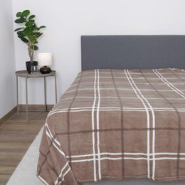 Bestlivings Kuscheldecke ( Braun ) XXL - 220x240cm - hochwertige Fleecedecke, große weiche Wohndecke Karo Muster - kuschelig weich - Braun