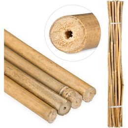 Relaxdays 25 x Bambusstäbe 120cm, aus natürlichem Bambus, Bambusstangen als Rankhilfe oder Deko, Bambusrohre zum Basteln, natur