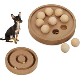 Relaxdays - Intelligenzspielzeug, für Katzen & Hunde, mdf, hd: 6x25cm, Futterspielzeug, interaktives Schnüffelspiel, natur