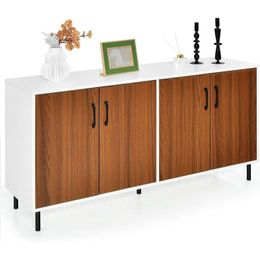 Sideboard 148 x 40 x 75,5cm, Kommode mit 4 Türen, Anrichte Schrank Holz, ideal für Küche, Wohnzimmer und Schlafzimmer - Costway