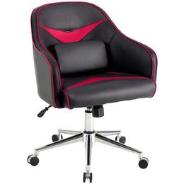 Costway - Bürostuhl mit Lendenkissen, höhenverstellbar, bis 120kg, bequemer Schreibtischstuhl, Gamingstuhl Rot