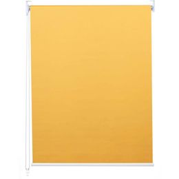 Rollo HHG 322, Fensterrollo Seitenzugrollo Jalousie, Sonnenschutz Verdunkelung blickdicht 90x160cm gelb - yellow