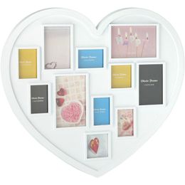 Herz Bilderrahmen, Collage für 11 Bilder, Valentinstag, Muttertag, Hochzeit, Wand Galerierahmen, weiß - Relaxdays