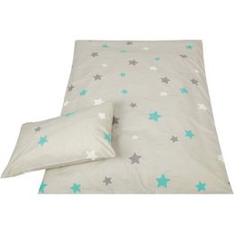 Bestlivings - Kinder Bettwäsche 2-tlg ( 100x135cm / 40x60cm ) Bettdecken Set, 100% Baumwolle - Babybettwäsche mit Motiv - Sterne Grau - Sterne Grau