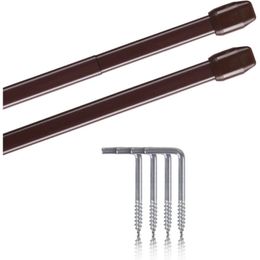 Bestlivings Vitragestangen 2er Pack ausziehbar, 2 Gardinenstangen mit Schraubhaken (Farbe: braun, Größe: 110-150cm ) - Braun