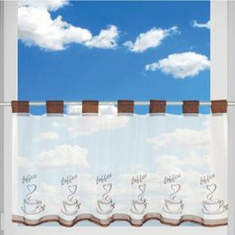 Bestlivings Bistrogardine ( Coffee ) mit Schlaufenaufhängung ( 45 x 120 cm ), transparente uni Scheibengardine, Vorhang, Kurzgardine, Voile Gardine - Coffee