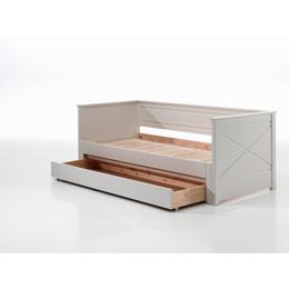 Vipack Kojenbett mit Auszug, Liegefläche von 90 x 200 auf 180 x 200 erweiterbar, inkl. Bettschublade, Ausf. Kiefer mit MDF weiß lackiert