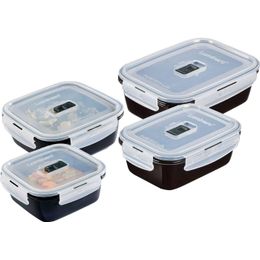 Luminarc Frischhaltedose Black Box, Glas, (Set, 4-tlg), Luft- und wasserdicht/ Clip & Close Verschluss, 82 cl, 76 cl, 2x122 cl, schwarz