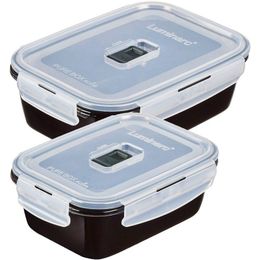 Luminarc Frischhaltedose Black Box, Glas, (Set, 2-tlg), Luft- und wasserdicht/Clip & Close Verschluss, 82/122 cl, schwarz