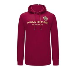 &Uuml;bergr&ouml;&szlig;e : Tommy Hilfiger, Hoodie mit Label- und Wappen-Stickerei in Rot