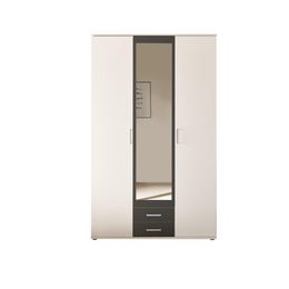 Schlafkontor Hanau Kleiderschrank + Spiegel Holzwerkstoff Melamin 3 Türen 120x196x54 cm Weiß/Graphit