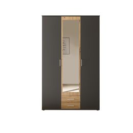 Schlafkontor Hanau Kleiderschrank + Spiegel Holzwerkstoff Melamin 3 Türen 120x196x54 cm Graphit/Artisan Eiche