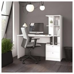 VICCO Schreibtisch Bürotisch Arbeitstisch 2 Schubladen Ablagefächer DENTON Weiß
