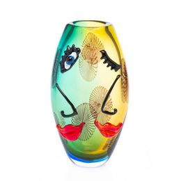 aubaho Tischvase Glasvase Tischvase Gesicht moderne Kunst im Murano Stil Vase Blumenvas