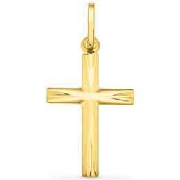 Firetti Kreuzanhänger Schmuck Geschenk Gold 375 Halsschmuck Anhänger Halskette Kreuz, Made in Germany, gelb|goldfarben