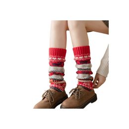 Daisred Beinstulpen Stulpen Damen Weihnachts Beinwärmer Stulpensocken 2 Paare