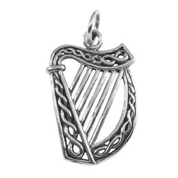 HOPLO Kettenanhänger Keltische Irische Harfe Anhänger groß Schmuck Silber Irish Harp 30x17m