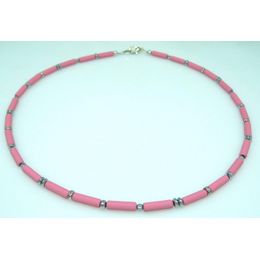 traumschmuck Kette ohne Anhänger 034d Halskette Walzen Hämatit rosa Hämatit silberfarben Strass (Geschenk