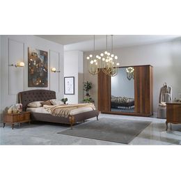 JVmoebel Schlafzimmer-Set Komplette Schlafzimmer Bett Doppelbett Set 4tlg Schlafzimmer Braun