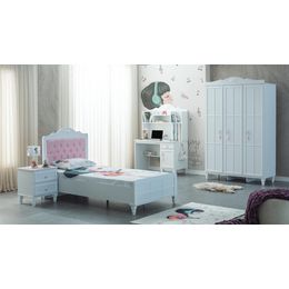 JVmoebel Schlafzimmer-Set Komplette Kindermöbel Kinderbett Bett Holz Set 4tlg Kinderzimmer Weiß