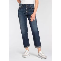 High-waist-Jeans Herrlicher "Touch B Hi Tap Organic Denim" Gr. 30, N-Gr, blau (doom) Damen Jeans High-Waist-Jeans