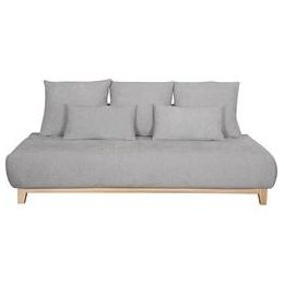 Miliboo Sofa aus grauem Stoff mit Samteffekt und hellem Holz 3-Sitzer B200 cm ODEON
