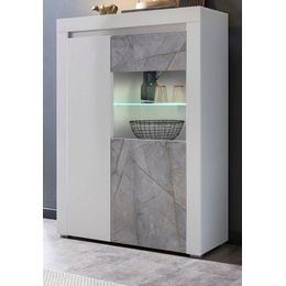 Furn.Design Highboard Airen (in weiß oder grau mit Marmor Optik