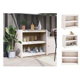 vidaXL Garten-Geräteschrank Outdoor-Küchenschrank Weiß 106x55x92 cm Massivholz Kiefer Terrassensch