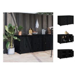 vidaXL Garten-Geräteschrank Outdoor-Küchenschrank Schwarz 106x55x64 cm Massivholz Kiefer Terrassen