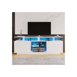 REDOM TV-Schrank Moderner weißer TV-Schrank (Hochglanz) mit 16-farbiger LED-Beleuchtung
