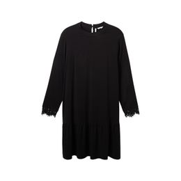 Tom Tailor Damen Plus - Kleid mit LENZING(TM) ECOVERO(TM), schwarz, Uni, Gr. 46