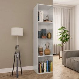 Bonnevie - Bücherregal/TV-Schrank Bücherschrank - Standregal Hochglanz-Weiß 36x30x143cm Holzwerkstoff BV844441