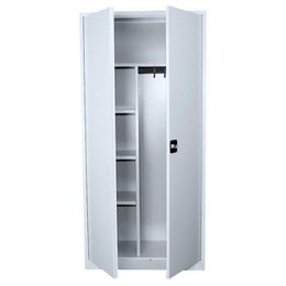 LÜLLMANN Lüllmann - Flügeltürschrank Kleiderschrank Stahl Lagerschrank Aktenschrank PutzSpind Werkzeugschrank Lichtgrau 1800 x 800 x 383 mm/545520 - grau