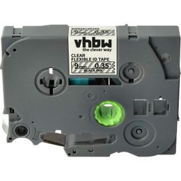 vhbw - Schriftband-Kassette kompatibel mit Brother P-Touch 1000, 1000BTS, 1000F, 1005, 1005BTS, 1005F Etiketten-Drucker 9mm Schwarz auf Transparent