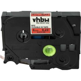 vhbw - Schriftband-Kassette kompatibel mit Brother P-Touch 1000, 1000BTS, 1000F, 1005, 1005BTS, 1005F Etiketten-Drucker 6mm Schwarz auf Rot, Flexibel