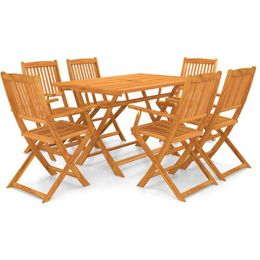 Bonnevie - 7-tlg. Gartenmöbel Set Sitzgruppe Garten mit Tisch und Stühlen - Klappbar Massivholz Akazie BV548743 Braun
