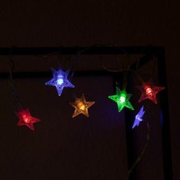 K&L WALL ART Led Lichterkette mit Timer Sterne mehrfarbig 4,5m lange Leuchtkette 30 Stern Lichter