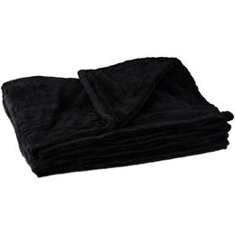 Relaxdays - Kuscheldecke, groß, Fleece, bei 30°C waschbar, trocknergeeignet, hbt: 1 x 150 x 200 cm, schwarz