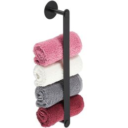 Handtuchhalter, selbstklebend, Edelstahl, hbt: 5,5 x 40,5 x 7 cm, Bad, Handtuchstange ohne Bohren, schwarz - Relaxdays