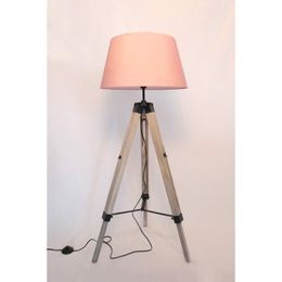 MaxxHome Stehlampe Lilly - Stehleuchte Wohnzimmer - Leselampe - Stativ - Holz - 145 cm - E27 LED - 40W - Rosa - pink