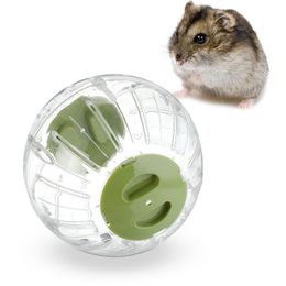 Hamsterball, ø 18,5 cm, Laufkugel für Hamster & Mäuse, Kunststoff, Nagerspielzeug zum Laufen, transparent/grün - Relaxdays