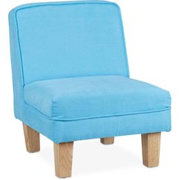 Kindersessel, für Jungen & Mädchen, kleiner Sessel für Kinderzimmer, hbt: 60 x 45 x 52 cm, Minisessel, blau - Relaxdays