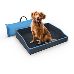 Bestlivings Faltbares Haustierbett für Kleine Hunde und Katzen - Blau - ( 60cm x 43cm ) Reisebett - tragbares Hundebett mit stabilem Rahmen - Blau / Schwarz