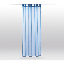 Bestlivings - Gardine mit Schlaufen, Transparent Voile 140 x 245cm ( Breite x Länge ) in blau - mittelblau, Schlaufenschal in vielen weiteren Farben