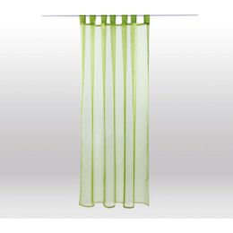 Bestlivings - Gardine mit Schlaufen, Transparent Voile 140 x 245cm ( Breite x Länge ) in grün - olivgrün, Schlaufenschal in vielen weiteren Farben